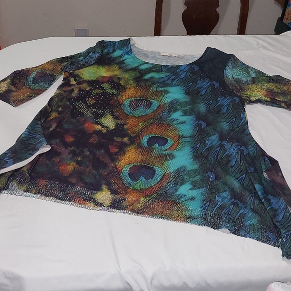 indigo soul | Tops | Indigo Soul Blue Peacock Feather Top ...